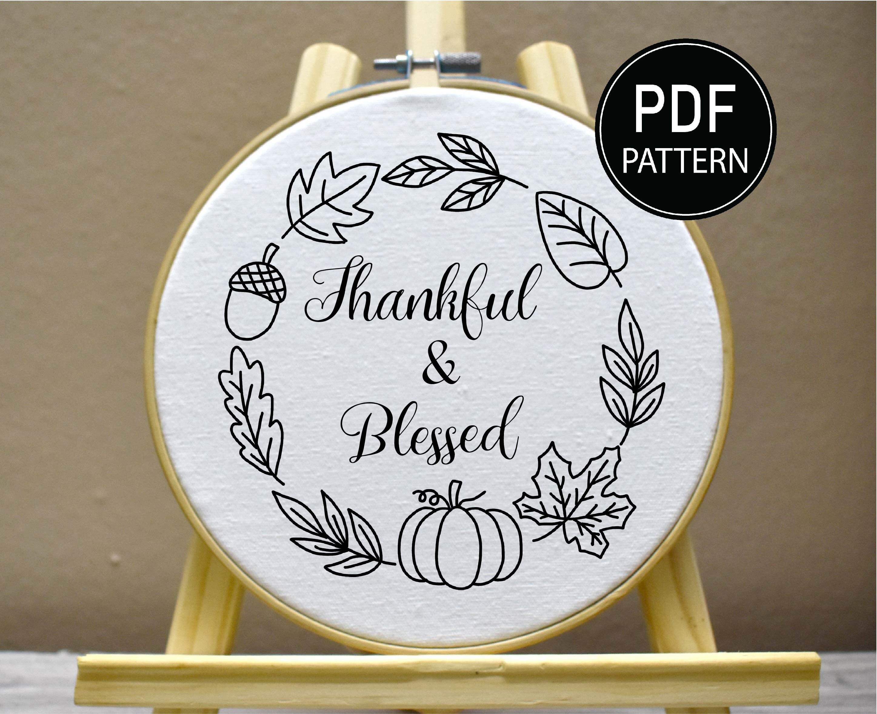 Autumn Embroidery Pattern Thanksgiving Embroidery Pattern Autumn Leaf ...
