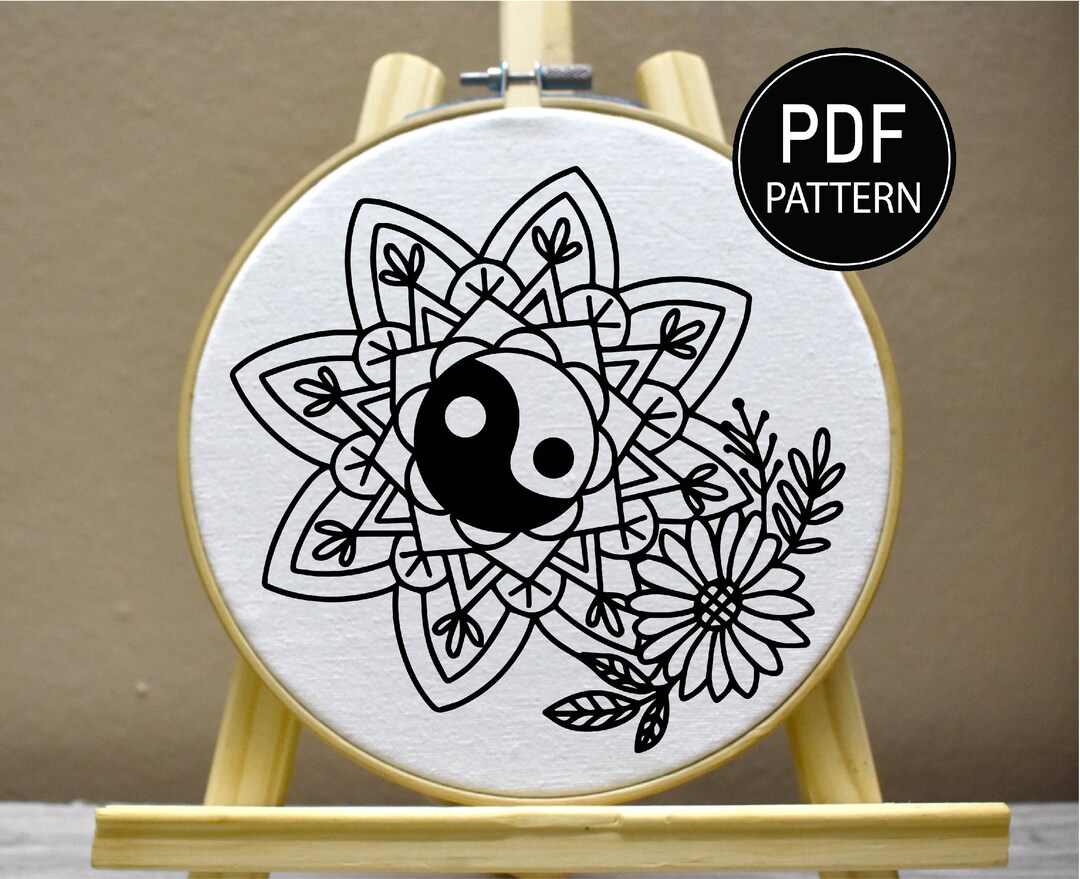 Yingyang Mandala Embroidery Pattern Ying Yang Embroidery Mandala Flower ...