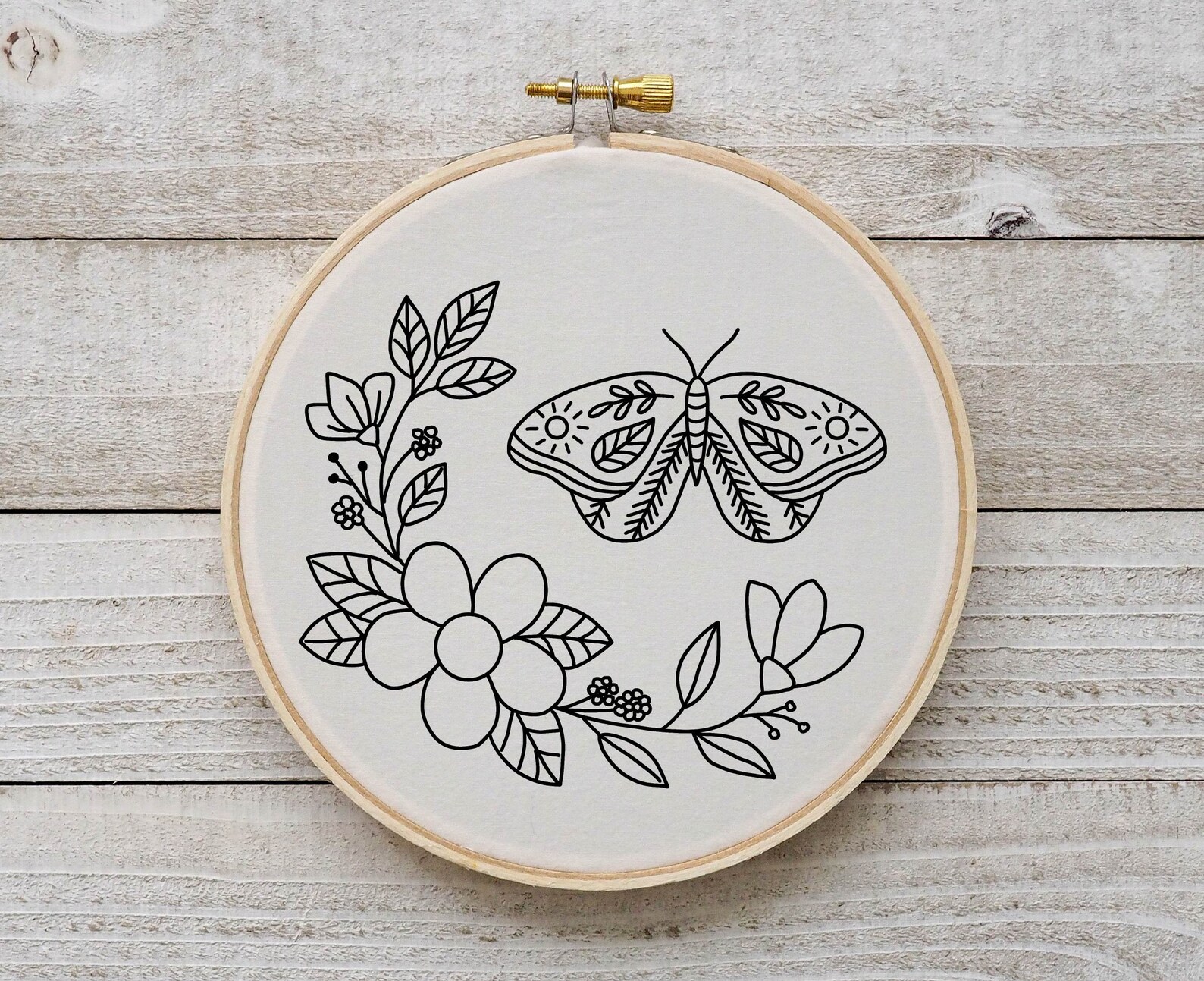Flower Moth Embroidery Pattern Moth Embroidery Pattern Insect - Etsy
