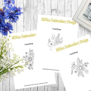 Bundle Set of Hand Embroidery Pattern Design - Embroidery Set - Flower ...