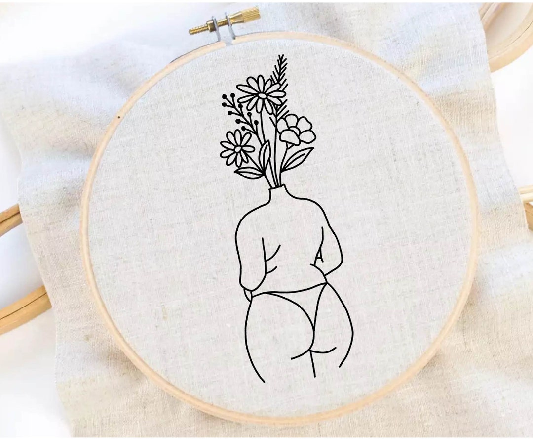 Feminist Embroidery Pattern Body Flower Embroidery Body Posivity Hand ...