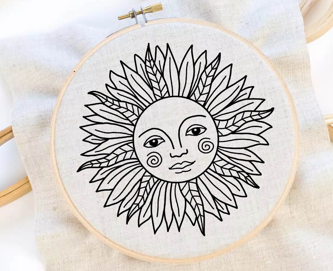 Sun Embroidery Pattern Sunflower Embroidery Celestial Embroidery ...