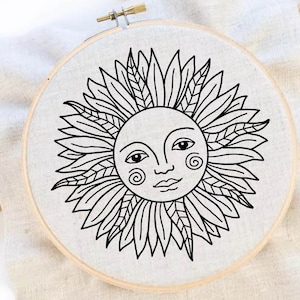 Sun Embroidery Pattern Sunflower Embroidery Celestial Embroidery ...