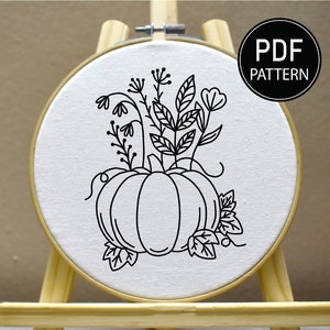 Pumpkin Flower Embroidery Pattern Pumpkin Embroidery Pattern Autumn ...
