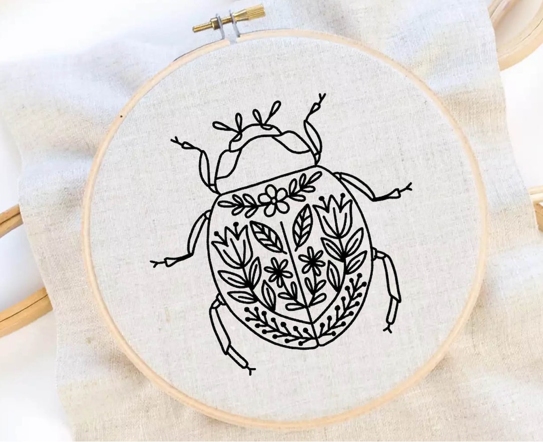 Scarab Beetle Embroidery Pattern Flower Beetle Embroidery Pattern ...