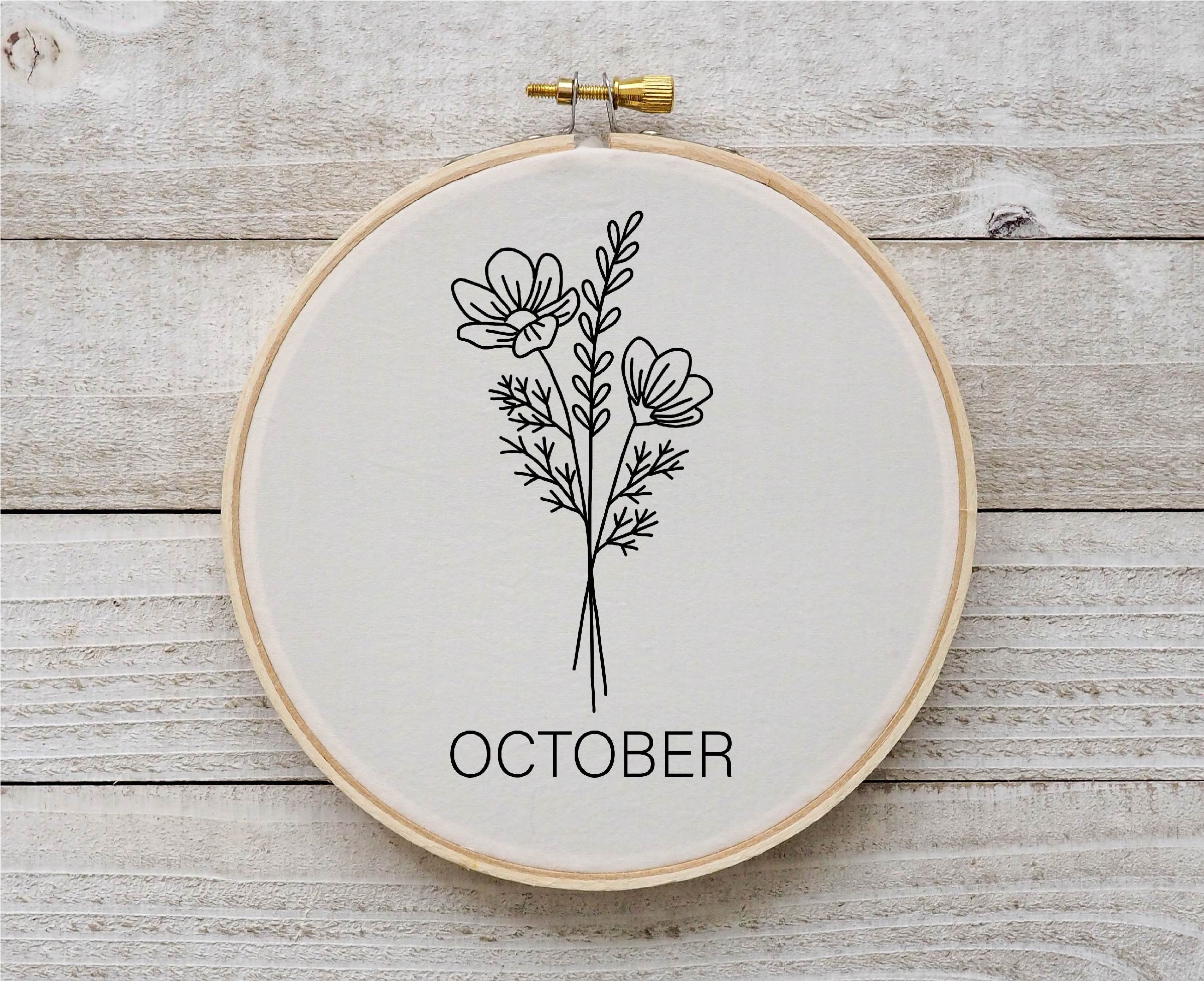 Birth Month Flower Embroidery Pattern October Flower - Etsy