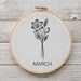 Birth Month Flower Embroidery Pattern March Flower Embroidery Daffodil ...