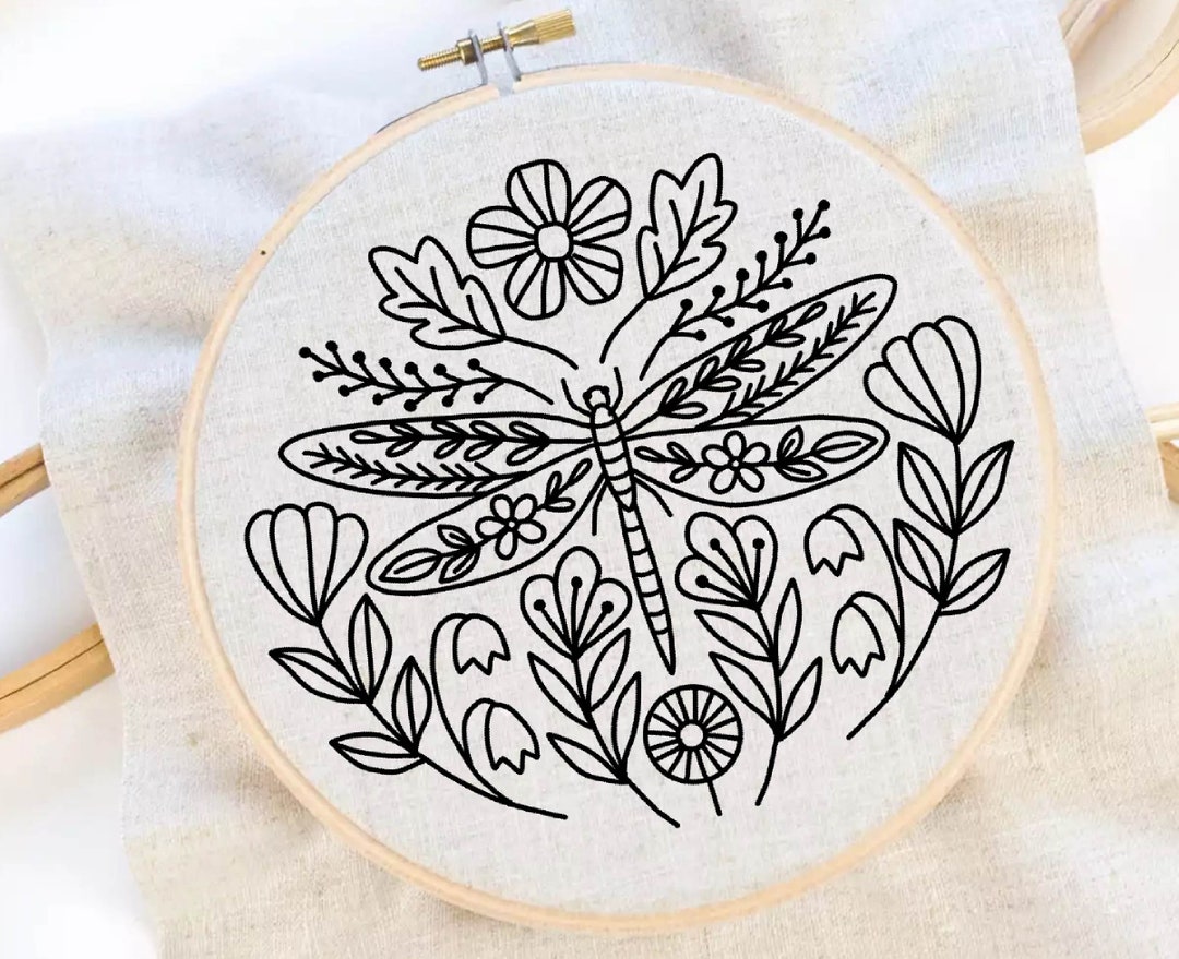 Dragonfly Embroidery Pattern Flower Dragonfly Embroidery Pattern Flower ...