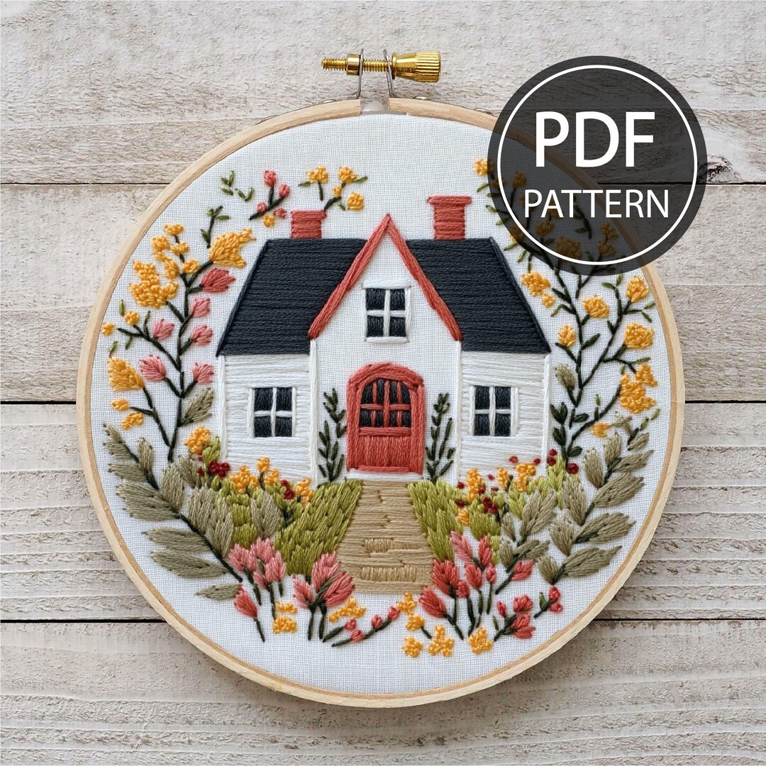 House Embroidery Pattern House Garden Embroidery Pattern Home ...