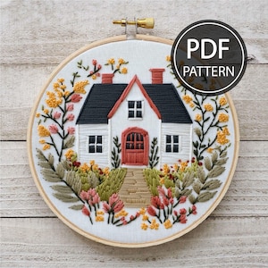 House Embroidery Pattern House Garden Embroidery Pattern Home ...