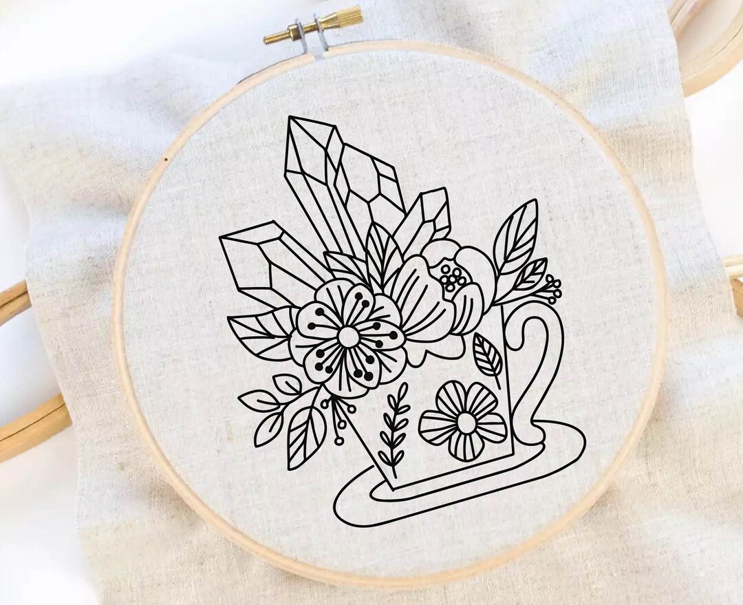 Flower Crystal Embroidery Pattern Flower Cup Embroidery Kit Flower ...