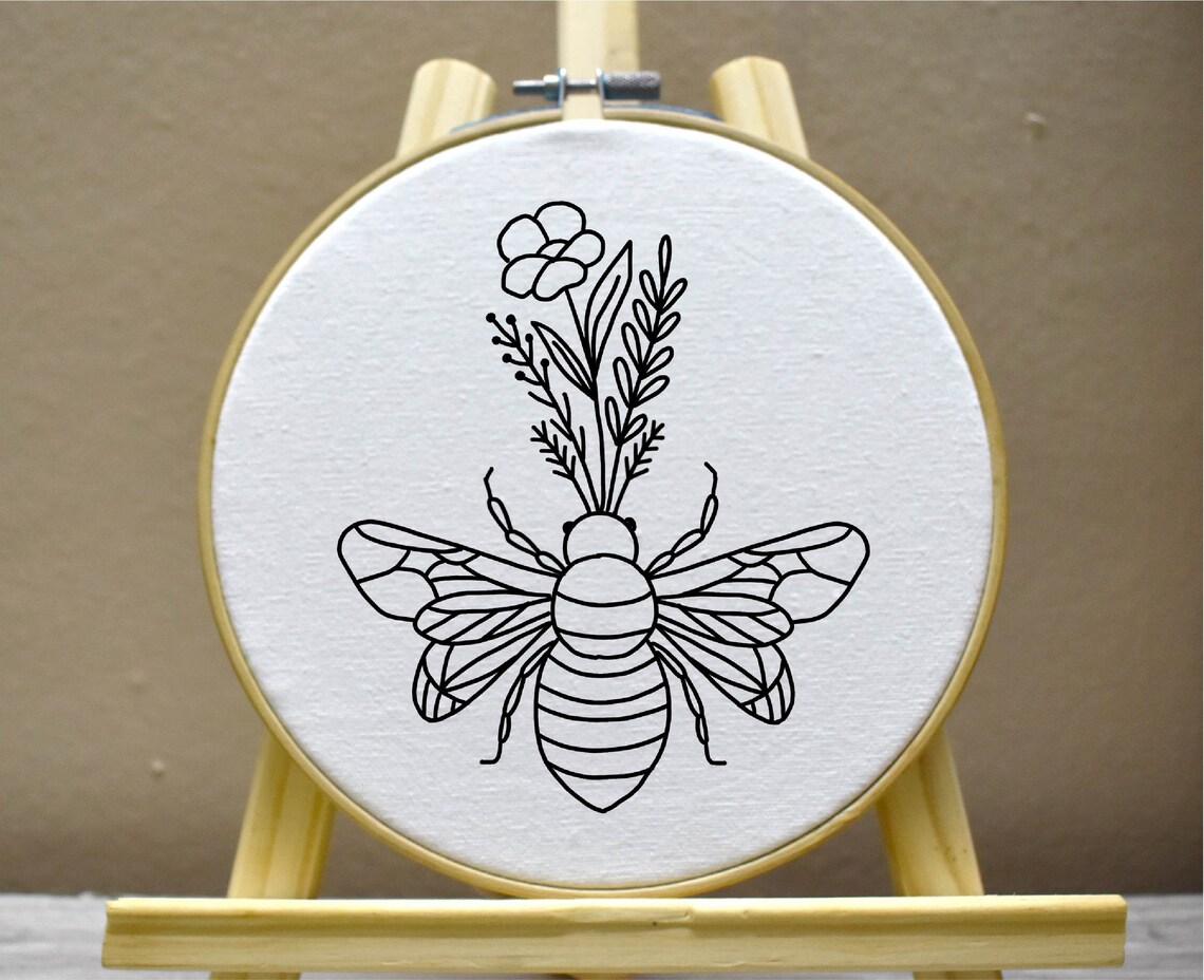 Bee and Flower Embroidery Pattern Bee Embroidery Pattern - Etsy