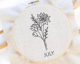 Birth Month Flower Embroidery Pattern April Flower Embroidery Daisy ...