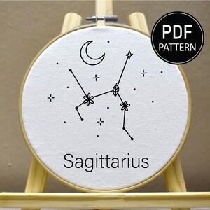 Sagittarius Embroidery Pattern Zodiac Embroidery Flower Zodiac Sign ...