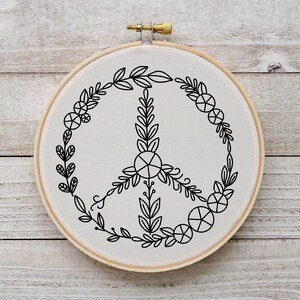 Peace Embroidery Pattern Peace Flower Embroidery Pattern Rose Wreath ...