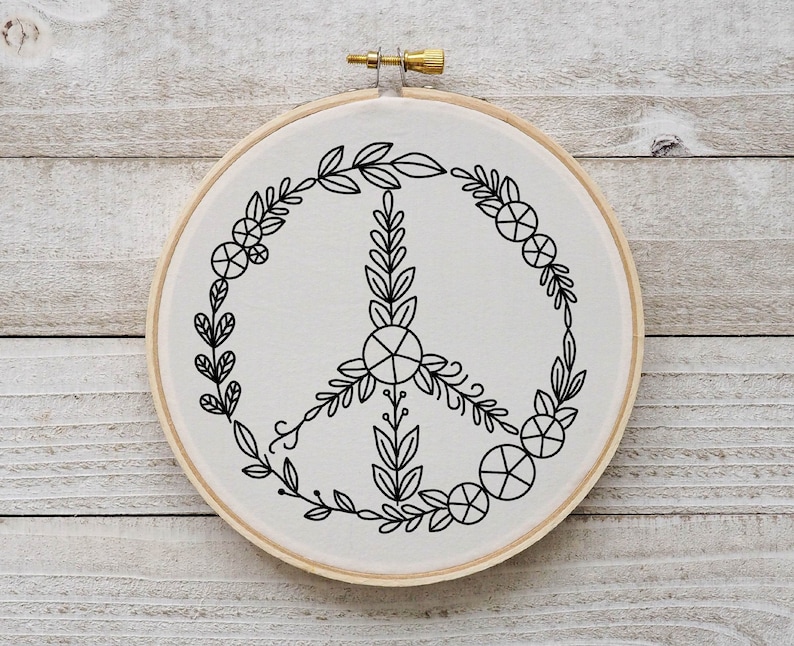 Peace Embroidery Pattern Peace Flower Embroidery Pattern Rose - Etsy
