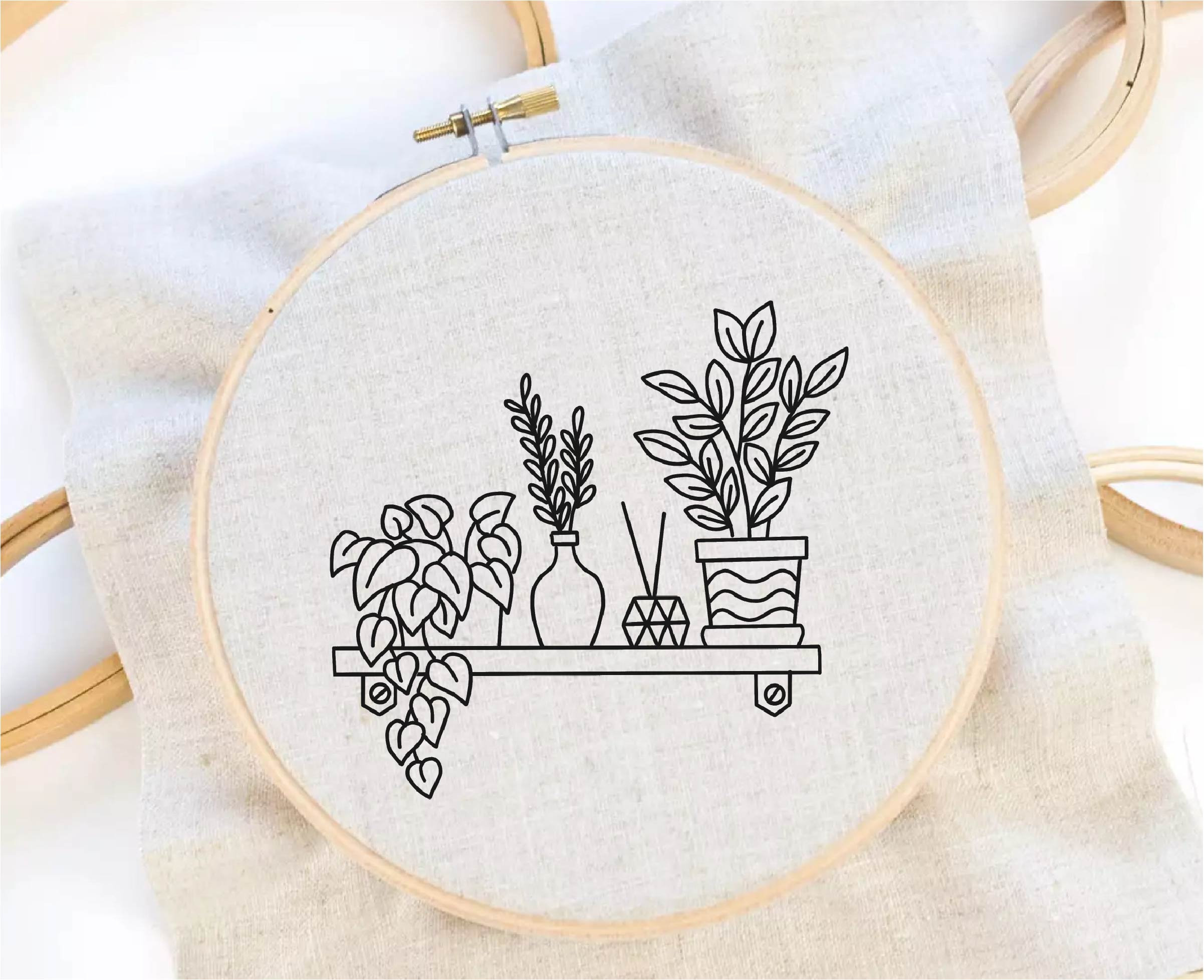 House Plants Embroidery Pattern Modern Embroidery Botanical Embroidery ...
