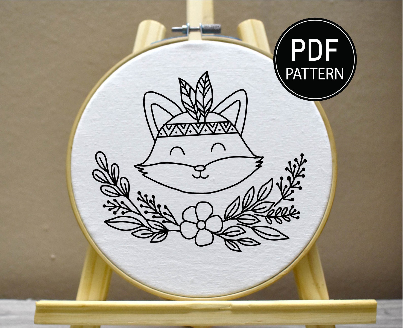 Fox Embroidery Pattern Fox Pattern Hand Embroidery Pattern - Etsy