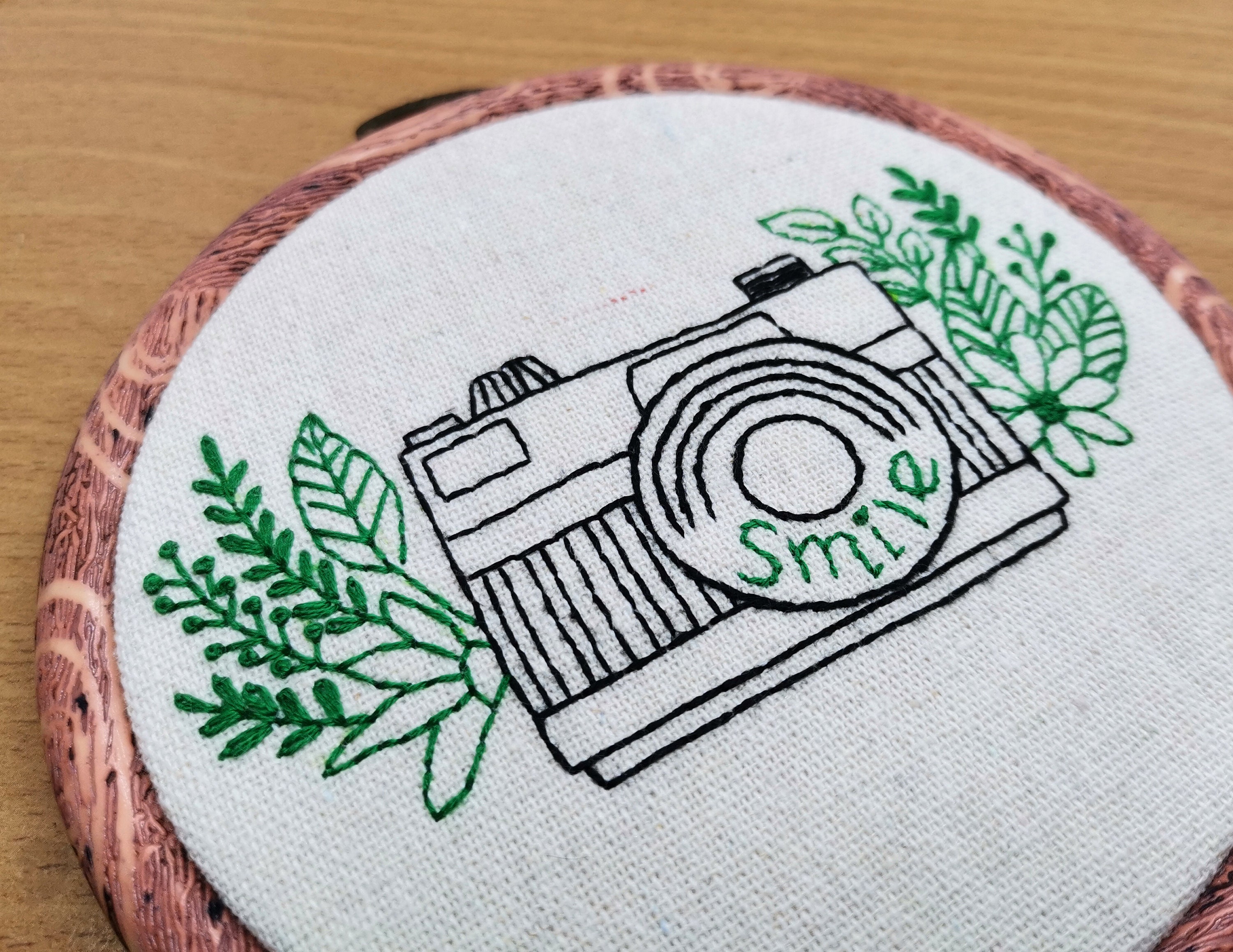 Smile Camera Embroidery Pattern Words Embroidery Pattern | Etsy