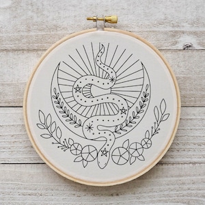 Snake and Roses Embroidery Pattern Snake Embroidery Pattern Snake Moon ...
