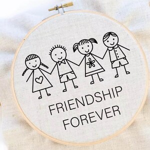 Friendship Embroidery Pattern Kid Hand Embroidery Pattern Cute Little ...