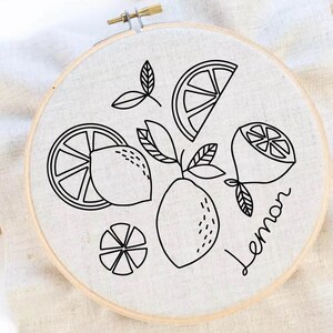 Lemon Embroidery Pattern Lemon Art Embroidery Cute Lemon Pattern Yellow ...