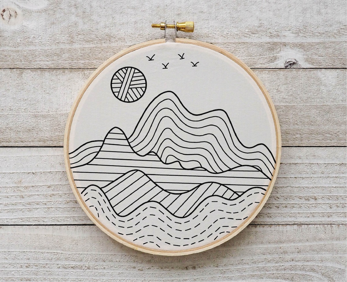 Mountain Embroidery Pattern Landscape Embroidery Mountain - Etsy