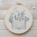 Book Flower Embroidery Pattern Book Lover Embroidery Reading Embroidery ...