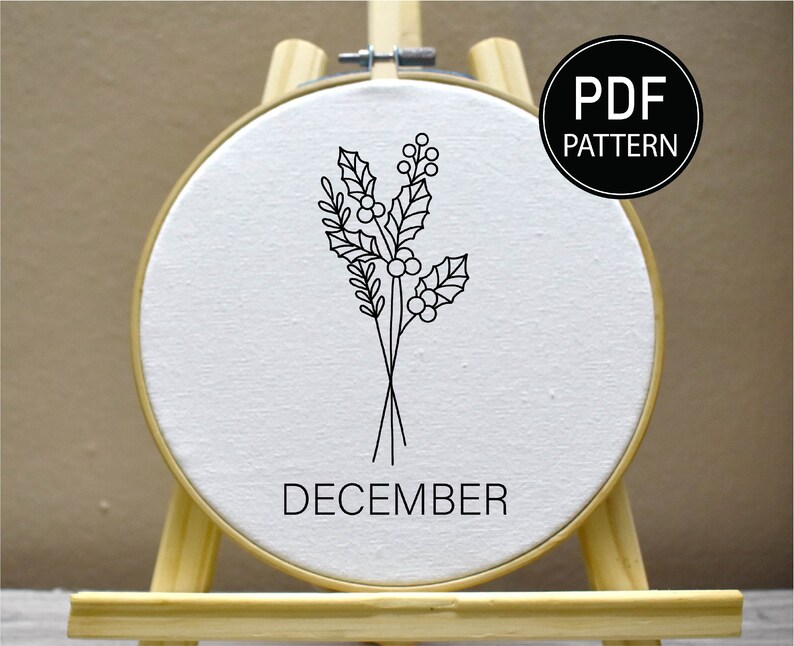 Birth Month Flower Embroidery Pattern December Flower - Etsy