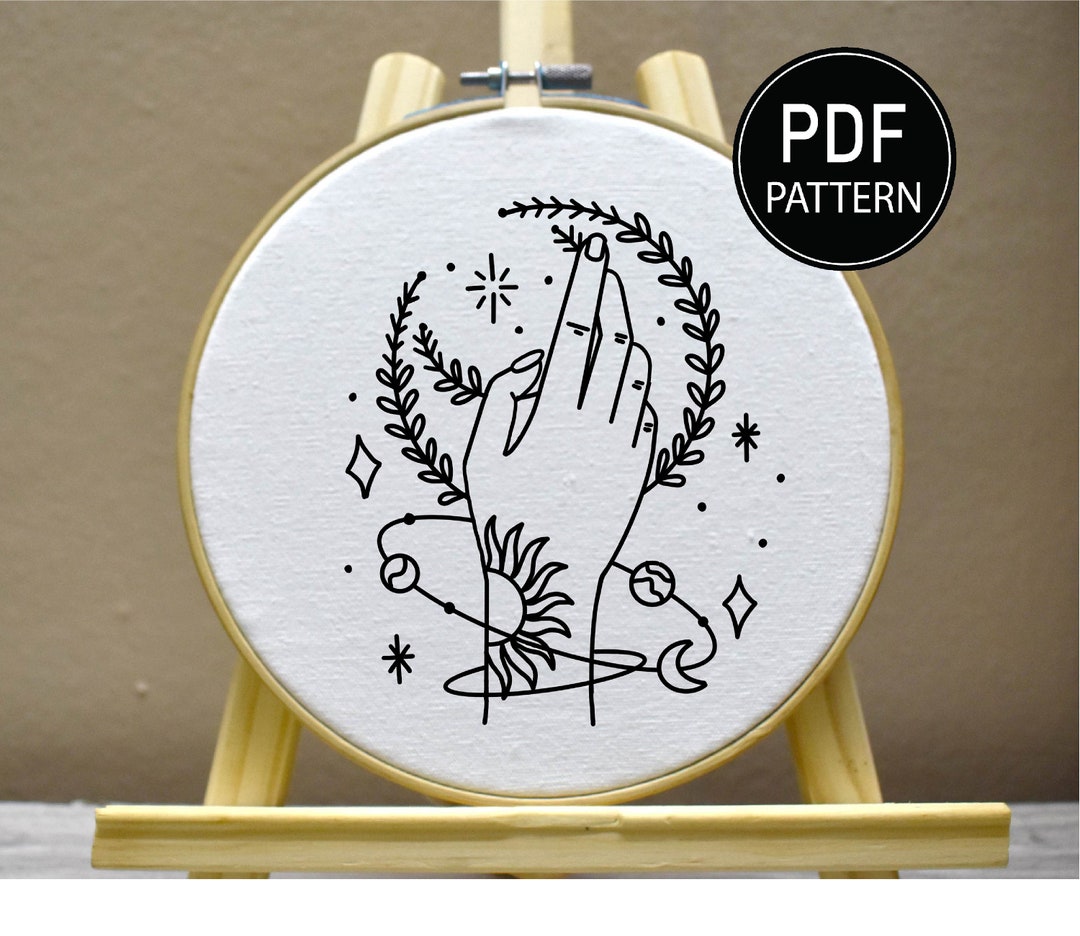 Celestial Moon Embroidery Pattern Sunshine Embroidery Celestial ...