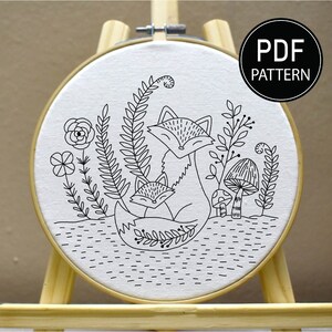 Fox Mother and Baby Embroidery Pattern Fox Baby Fox Pattern Hand ...
