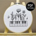 Piano Flower Embroidery Pattern Piano Embroidery Musical Instrument ...
