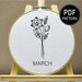 Birth Month Flower Embroidery Pattern March Flower Embroidery Daffodil ...
