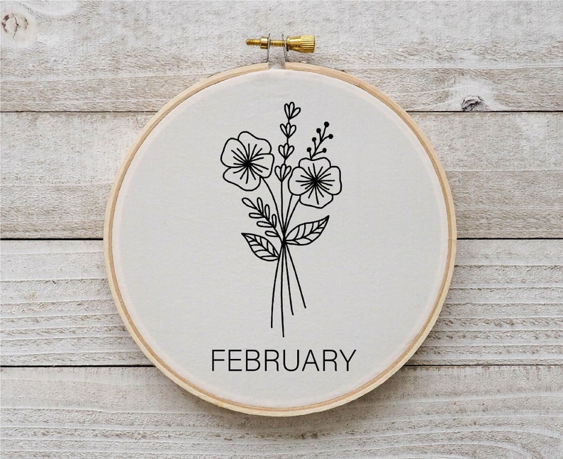 Birth Month Flower Embroidery Pattern February Flower - Etsy