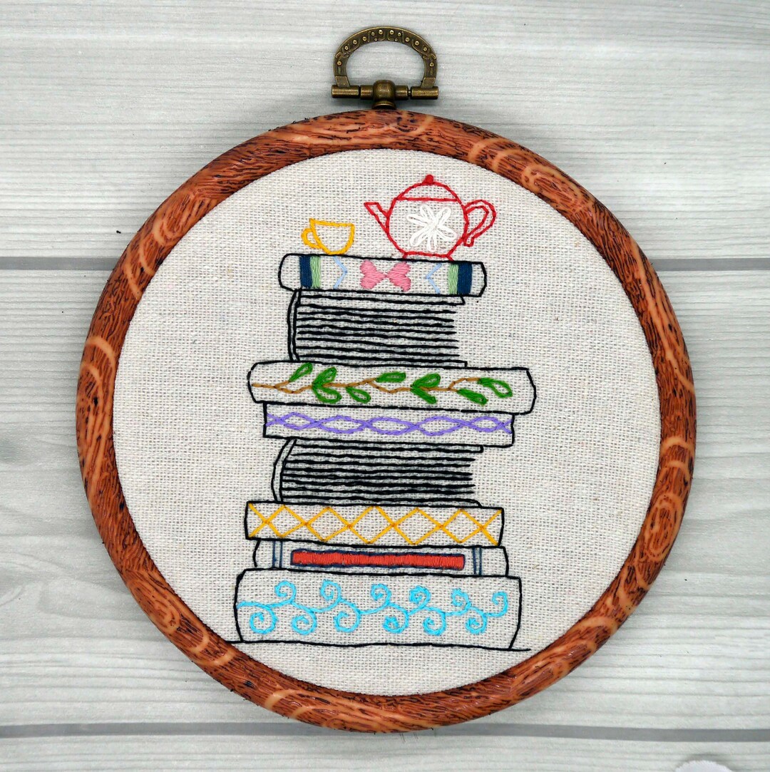 Stacks of Books Embroidery Pattern Embroidery Kit Mandala - Etsy