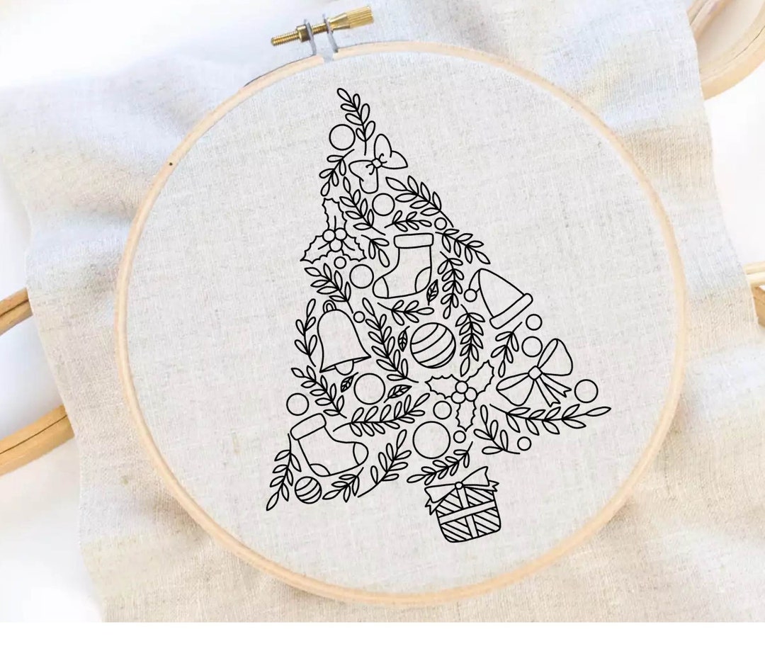 Christmas Tree Embroidery Pattern Christmas Hand Embroidery Christmas ...