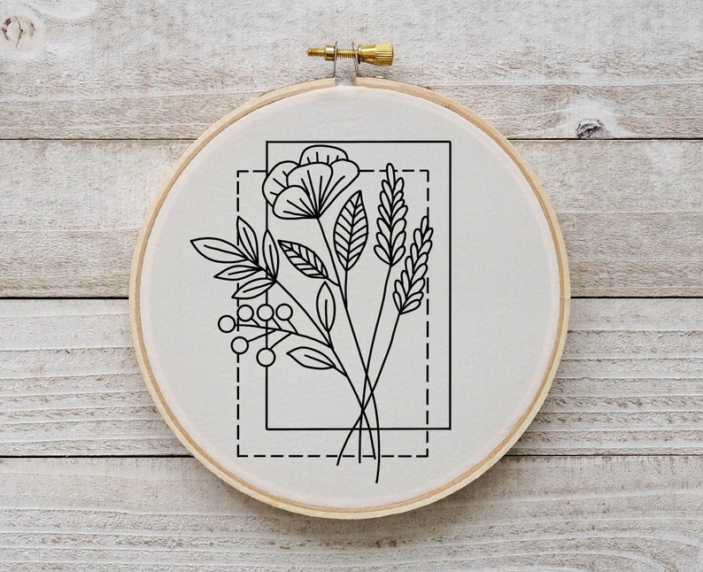 Flower Embroidery Pattern Flower Frame Embroidery Bouquet Pattern ...