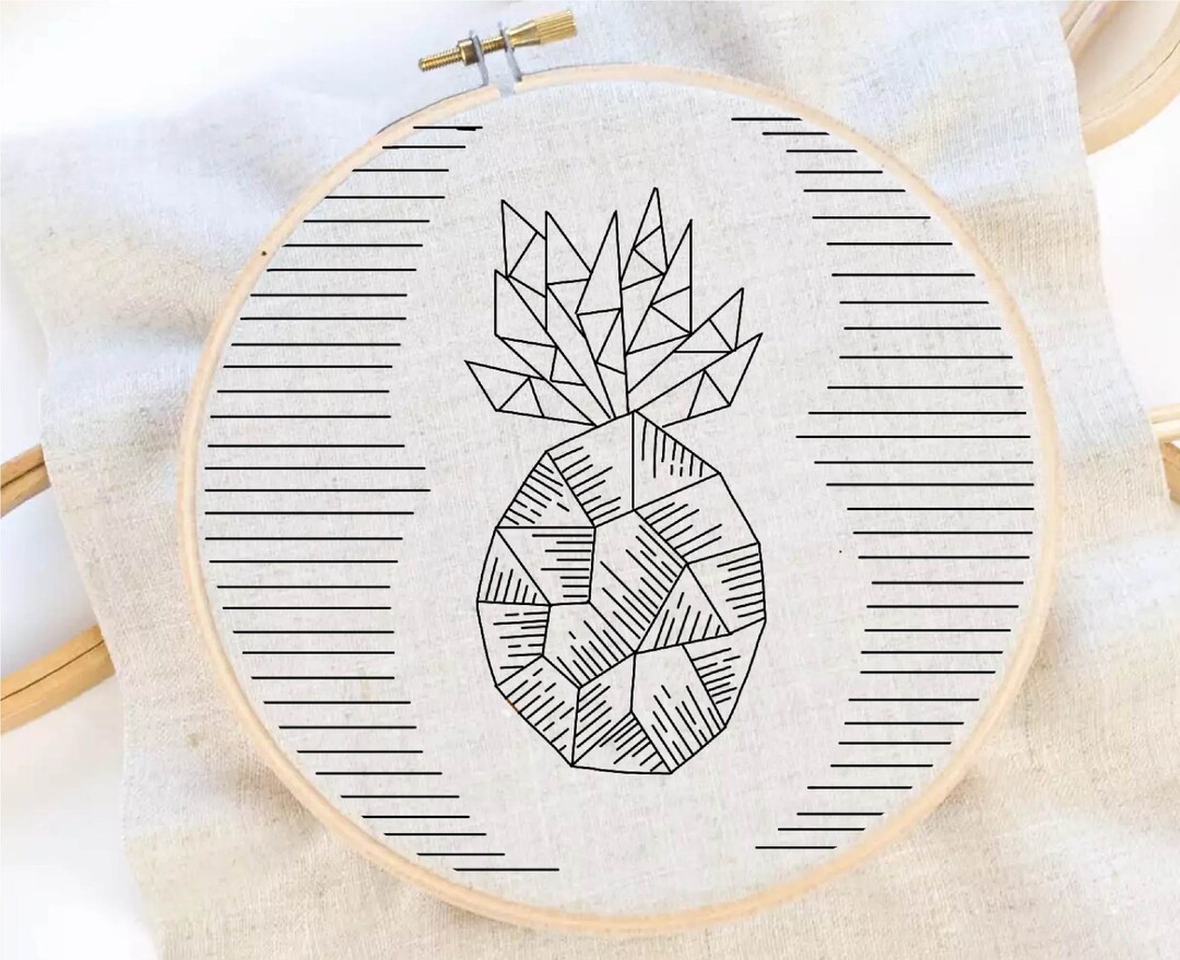 Pineapple Embroidery Pattern Polygon Embroidery Pineapple Art - Etsy
