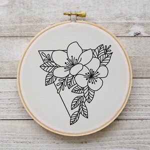 Modern Flower Embroidery Pattern Wreath Embroidery Bouquet Embroidery ...