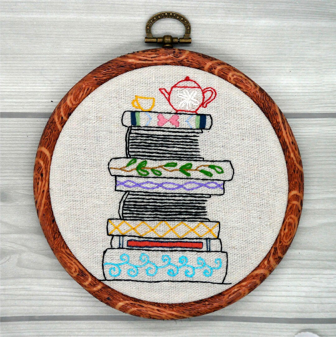 Stacks of Books Embroidery Pattern Embroidery Kit Mandala Pattern Hand ...