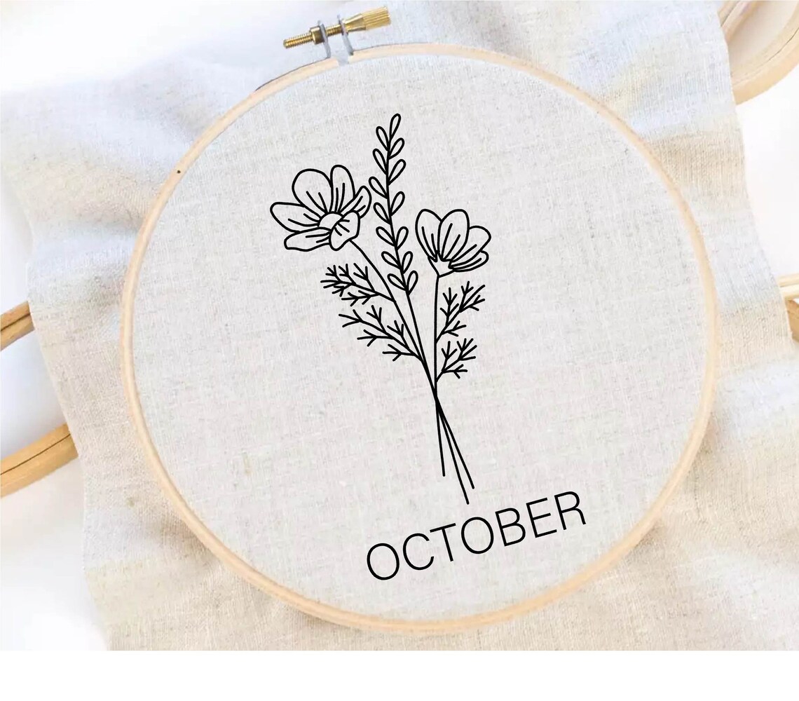 Birth Month Flower Embroidery Pattern October Flower - Etsy