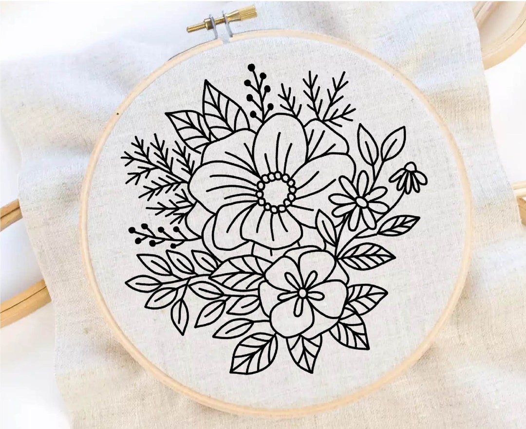 Flower Embroidery Pattern Bouquet Embroidery Floral Embroidery Pattern ...