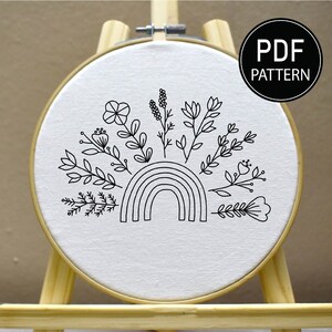 Rainbow Flowers Embroidery Pattern Rainbow Embroidery Pattern Flowers ...