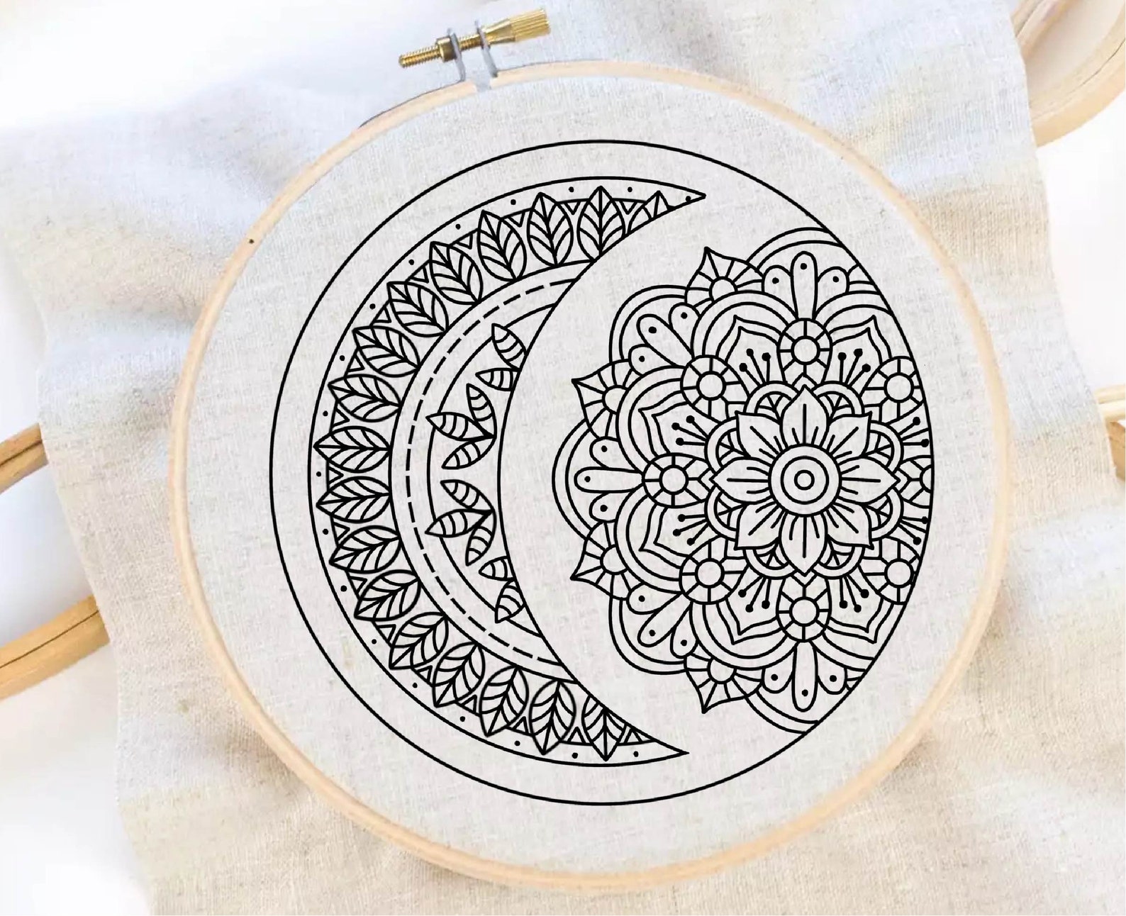 Mandala Embroidery Pattern Mandala Hand Embroidery Moon Mandala ...