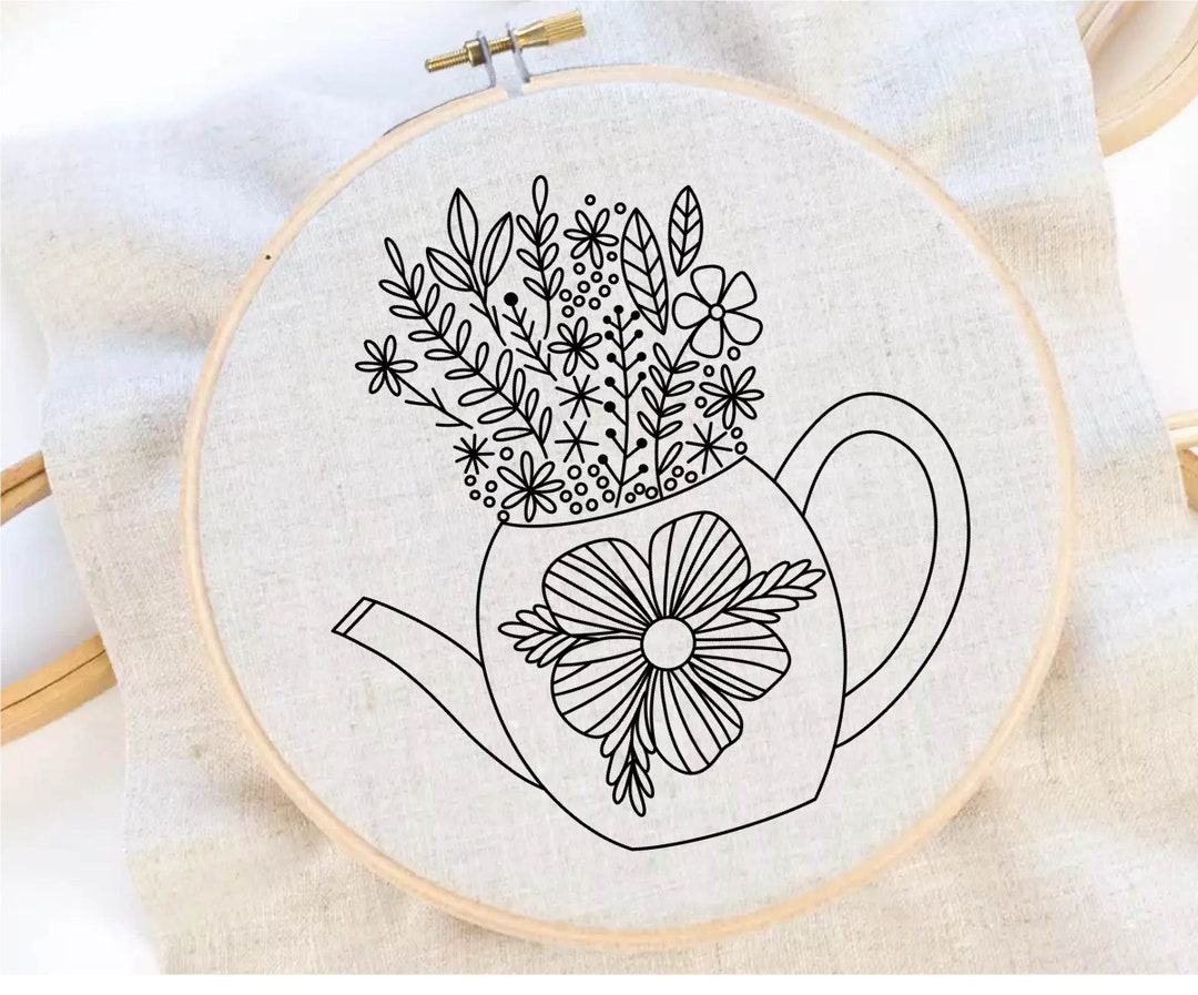 Flower Embroidery Pattern Floral Embroidery Pattern Flower Hoop Art ...