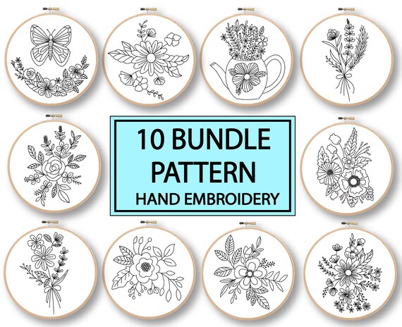 Bundle Set of Hand Embroidery Pattern Design Embroidery Set - Etsy