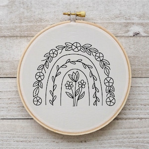 Rainbow Flower Embroidery Pattern Boho Embroidery Rainbow Hand ...