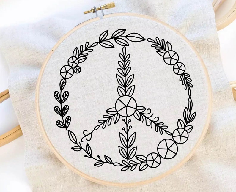 Peace Embroidery Pattern Peace Flower Embroidery Pattern Rose Wreath ...