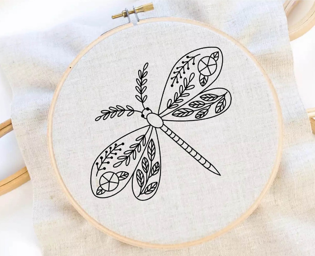 Dragonfly Embroidery Pattern Flower Dragonfly Embroidery Pattern Flower ...