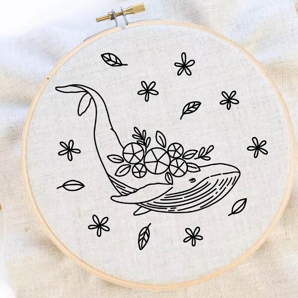 Whale Embroidery - Etsy